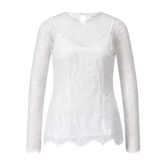 Barbara Schwarzer Peplum Lace Top - - Blouses & Shirts - Damen - Wei&szlig; - XS