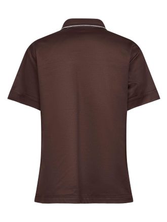 Prada Womens Ebony Lisle Cotton Polo Shirt Brown Natural (veg) - Tops