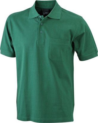 James & Nicholson Klassisches Poloshirt mit Brusttasche (3XL, dark-green)
