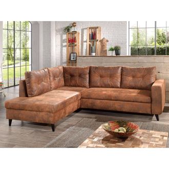 Best Mobilier Bestmobilier - Nordic - ecksofa l - 5 sitzplätze - schlaffunktion - industrielle vintage - links - braun