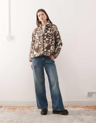 Quiksilver Chalok - Karierte Sherpa-Jacke aus Polarfleece in Schokobraun-Chalok mit Knopfleiste-Brown