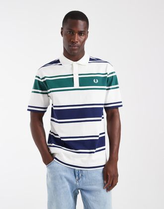 Fred Perry Polo d&eacute;contract&eacute; &agrave; rayures - Bleu, vert et blanc-multicolore