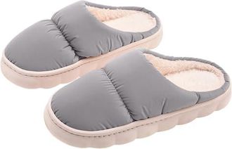 Generic Pantoufles dhiver chaudes pour homme et femme - Pantoufles matelass&eacute;es en mousse &agrave; m&eacute;moire de forme - Pantoufles dint&eacute;rieur confortables doubl&eacute;es, gri
