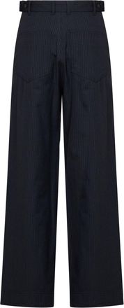 Max Mara Pinstriped Virgin Wool Trousers - Blue