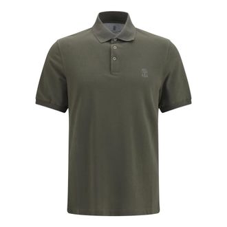 Brunello Cucinelli Baumwoll-Polo - - Tops - Herren - Gr&uuml;n - M