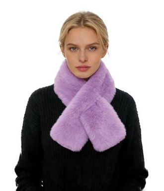 Lina & Lily &Eacute;charpe &agrave; Col en Fausse Fourrure pour Femme Hiver (Lavande)