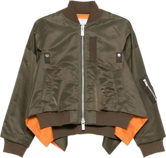 sacai Femme, Vestes, Vert, Taille: 40 FR Blouson en serg&eacute; de nylon