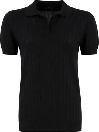 Kiton Femme, Pulls, Noir, Taille: 42 FR Polo &Eacute;l&eacute;gant &agrave; Manches Courtes