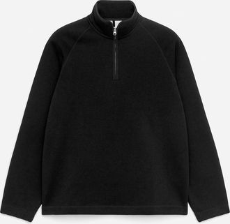 Arket Fleece-Sweatshirt Mit Kurzem Rei&szlig;verschluss -Schwarz