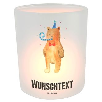 Mr. & Mrs. Panda Windlicht mit Name B&auml;r Geburtstag - Personalisierte Geschenke, Kerzenglas personalisiert, Laterne, Windglas, Teelichtglas, Happy Birthday, Personalisi