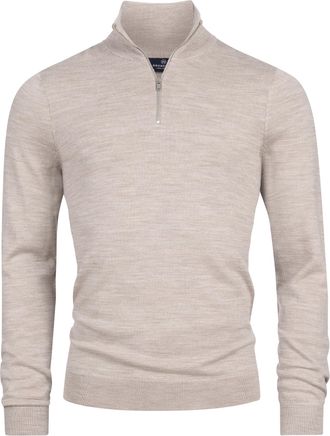 Kronstadt Herren KSJohannes Merino Half Zip Knit Strickpullover aus 100% Merinowolle mit Half-Zip | Herrenpullover Feinstrickpullover f&uuml;r M&auml;nner Sand Mix, XXL