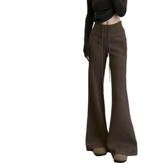 Generic QXDZSW SPOR Pantalon &eacute;vas&eacute; pour femme d&eacute;contract&eacute; ample et amincissant Bell Bot Pantalon de surv&ecirc;tement Automne Hiver, Doublure en polaire marron, XL