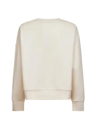 Moncler Womens Ivory Cotton Embroidered Logo Sweatshirt Sweatshirts Sweater
