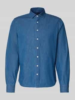 Maerz Regular Fit Freizeithemd in Denim-Optik mit Kentkragen