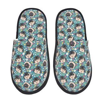 Generic T&ecirc;te De Carlin Et Fleur Unisexe Slippers Chaud Chaussons Antid&eacute;rapantes Pantoufles Pour Hiver Maison Automne M