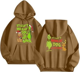 Generic Le Grinch Sweat Femme A Capuche Polaire Chaud Noël Vêtements Noel Pulls Sweatshirts Adulte Sweet Deguisement Hiver Moche Pyjama Christmas Femmes Plaid