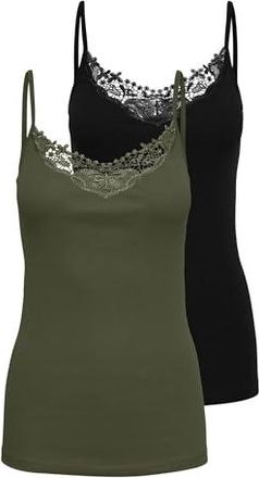 Only Onlkira Lace Singlet 2pack Noos Débardeur, Noir 13, XS (Lot de 2) Femmes