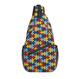AOOEDM Autism Pattern Sling Rucksack Reisen Wandern Daypack Autism Awareness Crossbody Umhängetasche für Frauen Männer Teenager