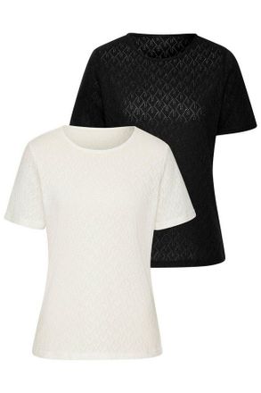 Vivance Kurzarmshirt mit modischem Ajour-Muster (2er-Pack) aus weicher Baumwoll-Qualit&auml;t