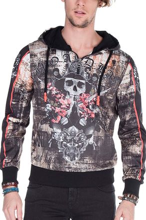 Cipo & Baxx Herren Hoodie Sweatshirt CL272 Schwarz - Stylischer Pullover im Casual Streetwear Look mit Kapuze & K&auml;ngurutasche - Bequemes Oberteil f&uuml;r Alltag & Fre