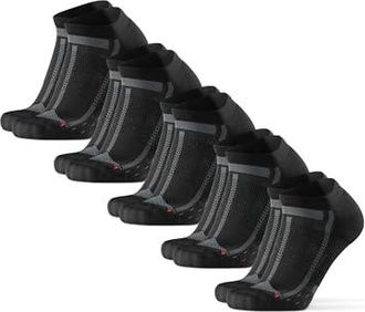 Danish Endurance Chaussettes Courtes de Running Longue Distance, Respirantes & Anti-Ampoules, Homme Femme, 5 Paires, Noir/Gris, 43-47