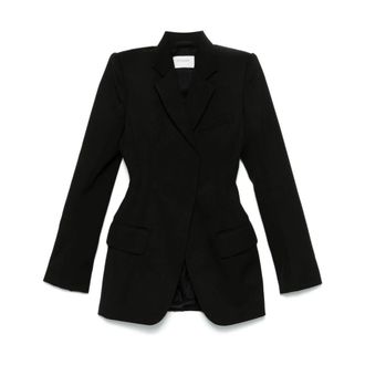 Sportmax Schwarzer Button-Up Mantel mit Taschen - - Jackets - Damen - Schwarzk - 3XS