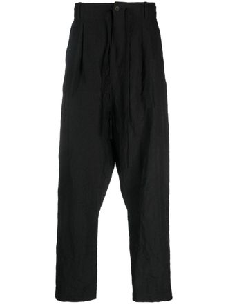 Forme Dexpression pantalon en lin &agrave; coupe sarouel - Noir