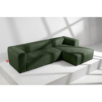 Konsimo Konsimo - ferox Modernes Ecksofa Rechts aus breitem Cordstoff, dunkelgr&uuml;n