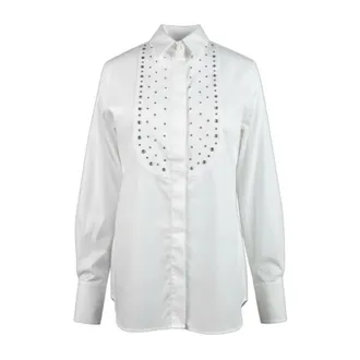 Caliban Femme, Blouses et Chemises, Blanc, Taille: 44 FR Chemise &agrave; plastron clout&eacute;