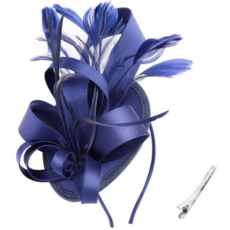 Dreshow Fascinator H&uuml;te f&uuml;r Damen Pillbox Hut mit Schleier Stirnband und Einer Gegabelten Clip Tea Party Kopfbedeckung