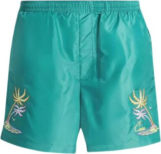 Casablanca Homme, Maillots de bain, Vert, Taille: S Costume de bain avec broderie et taille &eacute;lastiqu&eacute;e