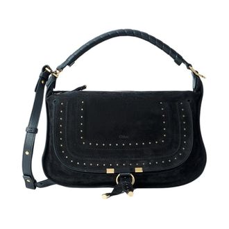 Chlo&eacute; Marcie Medium Nieten Wildleder Schultertasche - - Bags - Damen - Schwarzk - ONE SIZE