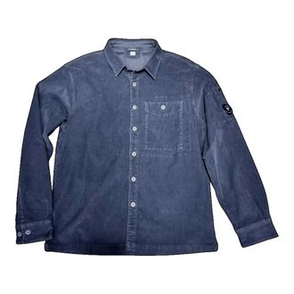C.P. Company C.p. Company - Surchemise en velours c&ocirc;tel&eacute; avec lentille - Homme - Chemises - Bleu - Taille: L