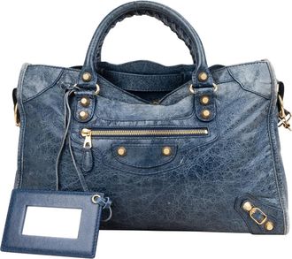 Balenciaga Crossbody Bags - Balenciaga Blue Leather City Handbag - Gr. unisize - in Blau - f&uuml;r Damen