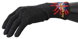 Dolce & Gabbana Mens Gray dgloveslondon Embroidered Wool Gloves Virgin
