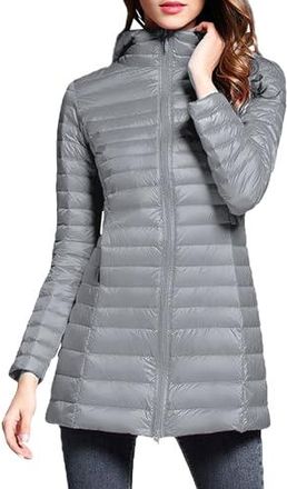 Generic Manteaux dhiver pour femmes, doudoune l&eacute;g&egrave;re et pliable, grande taille, longue, coupe-vent, doudoune &agrave; capuche, parka