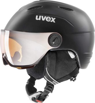 Uvex junior Visor pro - Skihelm für Kinder - mit Visier - individuelle Größenanpassung - Black - 52-54 cm