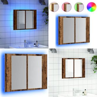 vidaXL LED-Spiegelschrank Altholz-Optik 60x12x45 cm Holzwerkstoff - Vidaxl