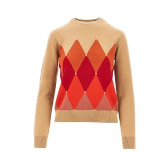 Ballantyne Pull en cachemire &agrave; motif losanges - Femme - Pulls - Multicolore - Taille: 42 FR