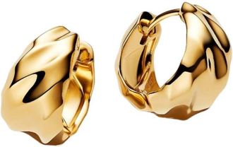 Pandora Pandora Essence Gewellte Creolen-Ohrringe aus 14 Karat Vergoldetem Sterling Silber, 263874C00