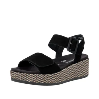 Remonte Plateausandaletten REMONTE, Damen, Gr. 41, schwarz, Ziegenveloursleder, unifarben, Schuhe, Sommerschuh, Sandale mit praktischen Klettverschl&uuml;ssen