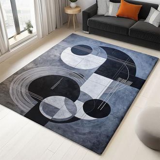 Generic Abstrait Tapis de Salon Lavable 160 x 230 cm, Faible Poil Antid&eacute;rapant Adapt&eacute; &agrave; laspirateur avec Motif G&eacute;om&eacute;trie Blocs De Couleur Tapis Chambre pour C