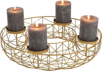 Matches 21 matches21 Adventskranz für 4 Stumpenkerzen Weihnachtskranz mit Korb Advent Weihnachten Gold Metall 1 STK Ø 40x8 cm