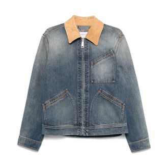 Alexander McQueen Blaue Denimjacke mit beigem Wildlederkragen - - Jackets - Herren - Blau - L