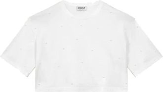 Dondup Femme, Tops, Blanc, Taille: 40 FR Basic Crop Over T-shirt