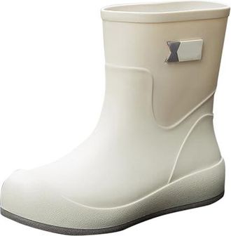Generic Bottes en caoutchouc mi-mollet &eacute;pais pour femme - Faciles &agrave; mettre et &agrave; enlever - Durabilit&eacute; accrue - Imperm&eacute;ables - Faciles &agrave; nettoyer - Confortables