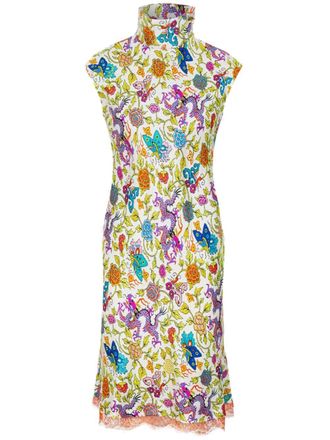 Shanghai Tang robe en soie &agrave; fleurs - Blanc