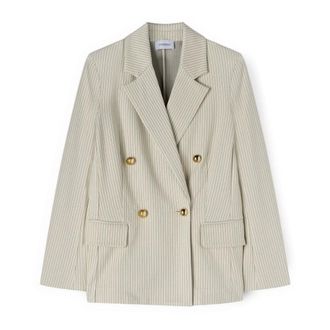 Motivi Femme, Vestes, Blanc, Taille: 46 FR Blazer crois&eacute; &agrave; rayures