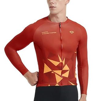 Santic Maillot Cyclisme Homme Manches Longues Respirant avec Poches Rouge EU XXL