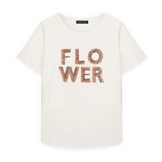Fiorella Rubino Baumwoll-T-Shirt mit Blumenprint - - Tops - Damen - Wei&szlig; - XL